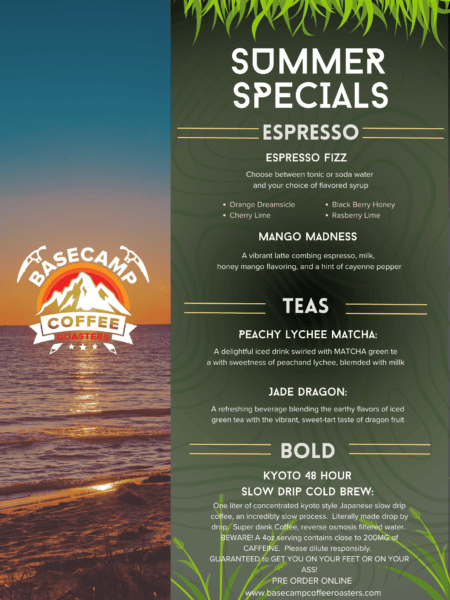 Menu | Basecamp Coffee Roaster